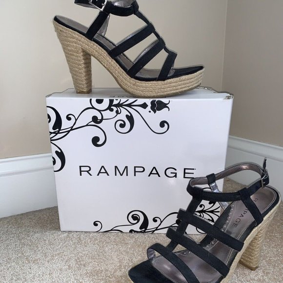 Rampage | Shoes | Sandals Heels Rampage Keeley Black Faux Suede ...